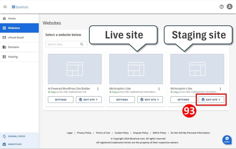 Settings of Bluehost Site | Making a homepage to start from scratch ...